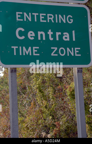 Entering central time zone sign in United States Stock Photo - Alamy