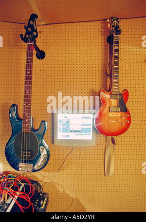 electric guitar recording at the music studio Stock Photo - Alamy