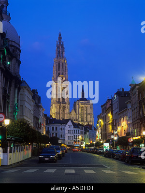 Cathedral at night Suikerrui Antwerp Belgium Stock Photo - Alamy