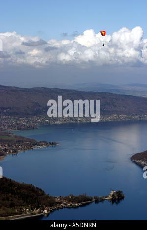 Parapente Paragliding over Lake Annecy Rhone-Alpes France Stock Photo ...