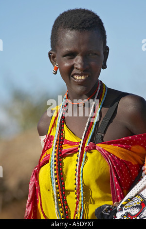 Portrait of a Maasai Woman from Kenya with Colorful African Bead ...