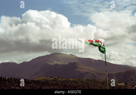 welsh flag and mount snowdon Stock Photo - Alamy