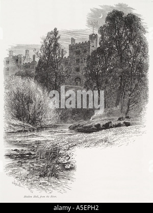 A 19th Century view of Haddon Hall, an 11th century English country ...