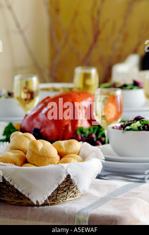 Turkey dinner table setup Stock Photo - Alamy