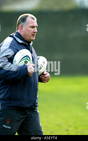 Professional rugby coach Mike Ruddock doing media interviews while ...