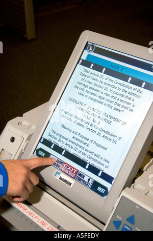 Touch screen voting computer being used in Boise Idaho Stock Photo - Alamy