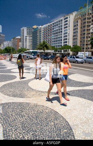 Wave pattern sidewalk at the Copacabana Beach in Rio de Janeiro Brazil ...