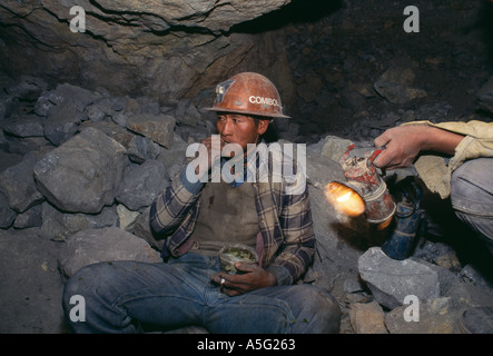 Miner working underground in Potosi silver mine Bolivia Stock Photo - Alamy