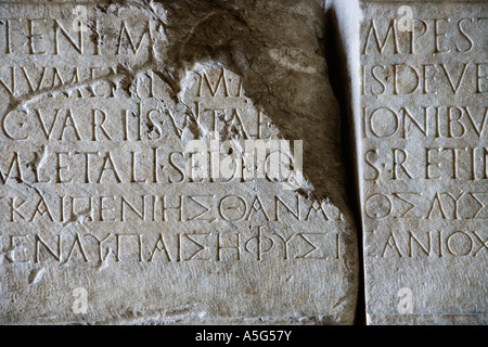 Script carved in stone in Capitoline Museum Rome Italy Stock Photo - Alamy