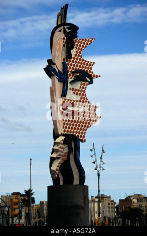 The famous sculpture the face of Barcelona by Roy Lichtenstein in the ...