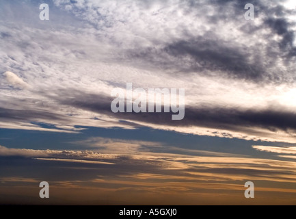 Calm sun set with clouds formation seen in summer evening from european ...