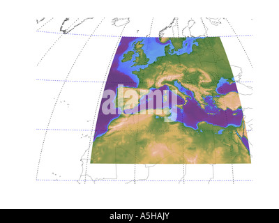 Western Europe mediteranean altitude sea depth map map globe chart ...