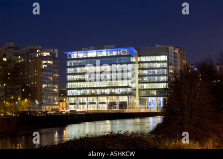 Leeds, Whitehall Riverside at night, 2007 Stock Photo - Alamy
