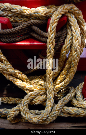 Ship ropes and fixings sail rope viking cable Stock Photo - Alamy
