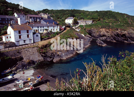 Portloe Cove and Harbour in summer with Cornish flag, small boats ...