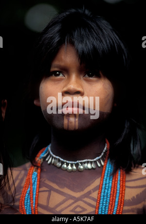 PANAMA, DARIEN JUNGLE, CHOCO INDIAN VILLAGE, CHOCO INDIAN CHILDREN ...