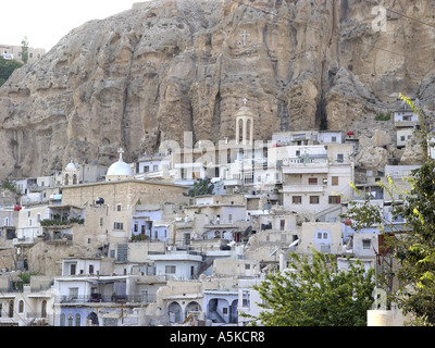Malula is one of the most famous villages in Syria. At the rock slopes ...