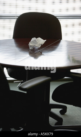 Crumpled papers on office desk. Business strain feeling was frustrated ...