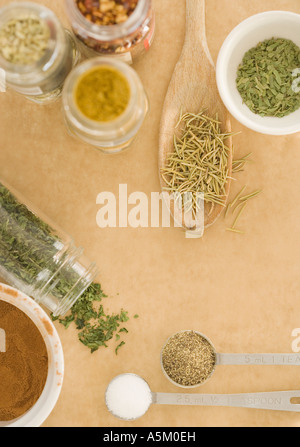 High angle view of assorted spices Stock Photo - Alamy