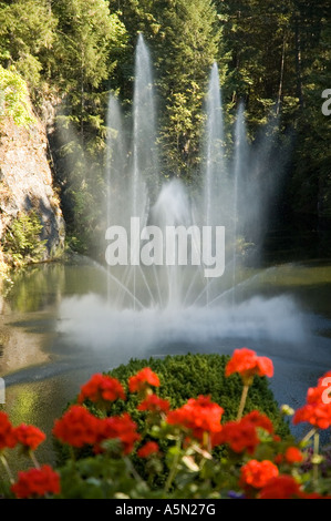 The Ross Fountain at Butchart Gardens near the City of Victoria on ...