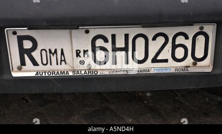 Old Roma car licence plate Rome Lazio Italy Stock Photo - Alamy