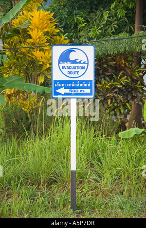 Tsunami evacuation route and road signs on the roadway to Tofino ...
