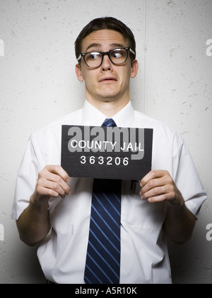 Mug shot of nerd with glasses Stock Photo - Alamy