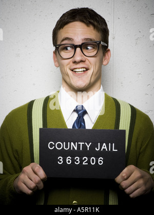 Mug shot of nerd with glasses Stock Photo - Alamy