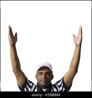 Referee touchdown signal smiling Stock Photo - Alamy