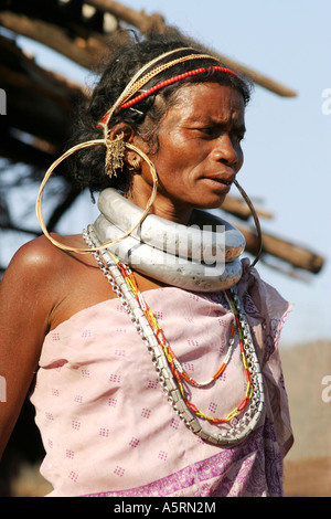 Primitive Gadaba woman wearing traditional jewellery in her remote ...