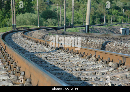 The railroad turns Stock Photo - Alamy