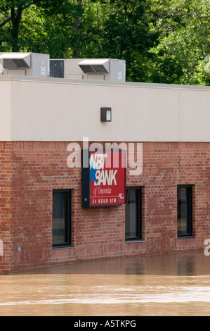 Flooding of Susquehanna River in commercial district Oneonta New York ...