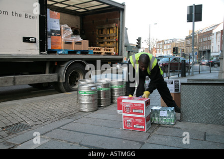 Delivery truck delivering barrels and crates of beer menorca minorca ...