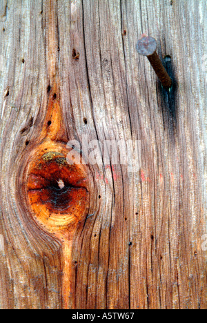 old weather beaten wood with knothole Stock Photo - Alamy