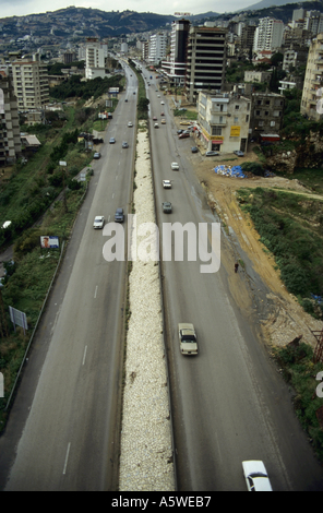 Cars on a highway, Beirut, Lebanon, September 6, 2021. Traffic in ...