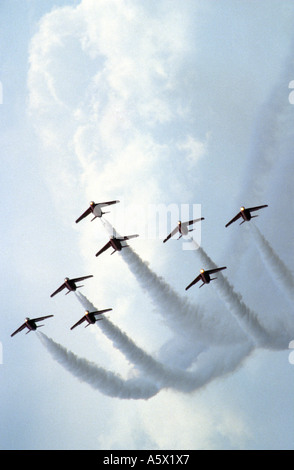 Red Arrows Hawk aircraft swoop by during their display at Dawlish ...