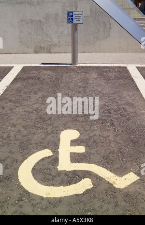 Disabled parking bay with EU and UK flag Stock Photo - Alamy