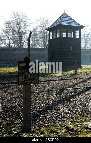 watchtower near to a nazi Auschwitz concentration camp Stock Photo - Alamy