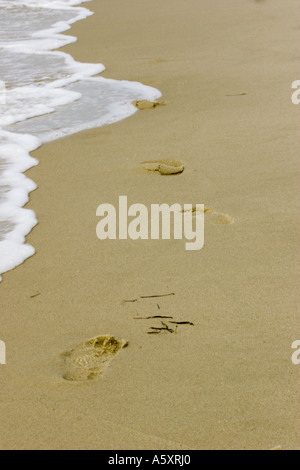 Footsteps in the sand on a Cape Town beach at sunset Stock Photo - Alamy