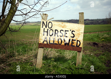 "No horses allowed" warning sign, Essex, England, UK Stock Photo ...