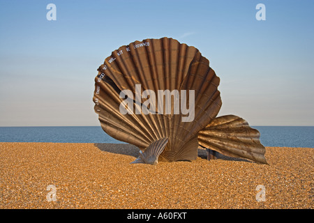 A shell sculpture on the beach between Aldeburgh and Thorpeness in ...
