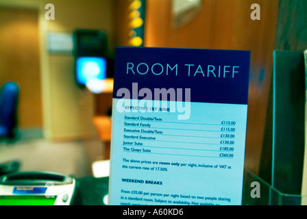 hotel room tariff Stock Photo - Alamy