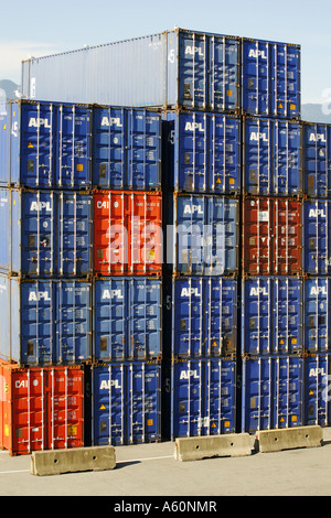 Stack of cargo container on the seaport Stock Photo - Alamy