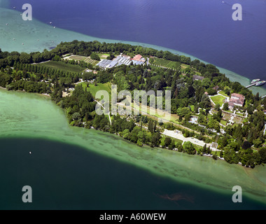 Aerial view of Mainau Island with its famous gardens, the castle and ...