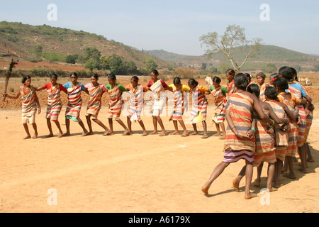 A group of Gadaba tribal women giving a performance of their tradional ...