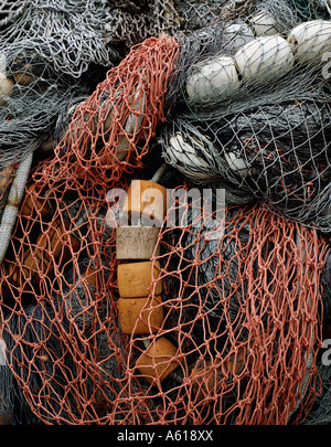 Commercial fishing nets and cork floats Stock Photo - Alamy