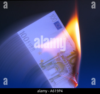 Close Up of One Hundred Euro Banknote on White Background for Financial ...