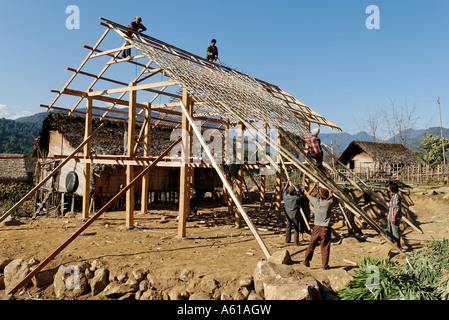 Building a house at Katchin State, Myanmar Stock Photo - Alamy