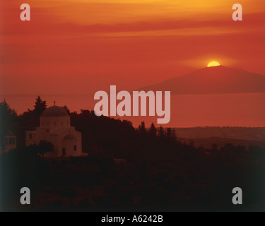 Sunset over Kos, Greece, view across Aegean sea to Turkey Stock Photo ...