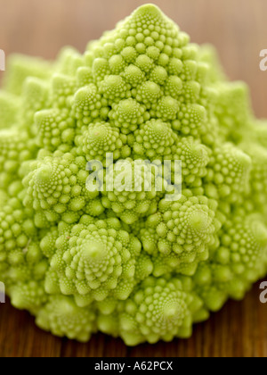Romanesco cauliflower. Close-up of the head of a romanesco cauliflower ...